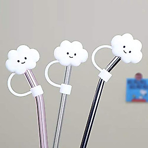 Sosoport Silicone Straws 2 Pcs Silicone Straw Tips Covers, Food Grade Drinking Straw Tips Lids, Reusable Cloud Shape Silicone Straw Plugs (Fit For 6-8 Mm Straws) Straw Cover