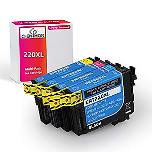 CHENPHON Remanufactured Ink Cartridge Replacement for Epson 220XL 220 T220XL with Epson Workforce WF2630 WF2650 WF2760 WF2660 WF2750 AIO Inkjet Expression Home XP420 XP424 XP320 Photo Printer 4 Packs
