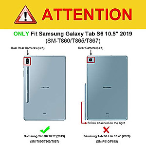 Fintie Keyboard Case for Samsung Galaxy Tab S6 10.5" 2019 (Model SM-T860/T865/T867), [Patented S Pen Slot Design] Folio Stand Cover with Removable Wireless Bluetooth Keyboard, Black