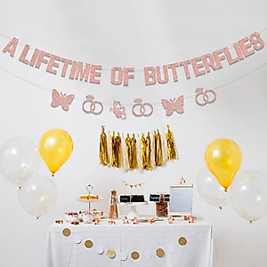 Rose Gold Glitter Butterfly Themed Bridal Shower Party Decorations, A Lifetime Of Butterflies Banner, Butterflies Bachelorette Decoration, Butterfly Theme Engagement Wedding Bachelorette Party Supplies