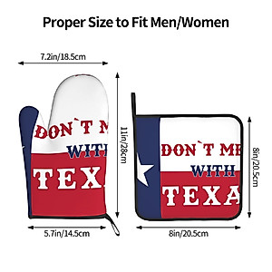 Don't Mess with Texas Flag Oven Mitts and Pot Holders Sets,Heat Resistant Non Slip Kitchen Gloves Hot Pads for Cooking BBQ Baking Grilling