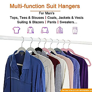 50+10 Pack Non-Slip Velvet Hangers Suit Clothes Hanger Space Saving Hangers 15~20LBS Heavy Duty Hangers 17.5"