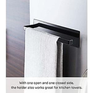 YAMAZAKI Home Magnetic Paper Holder Metal Roll Dispenser, Vertical Or Horizontal Mounted Kitchen Towel Rack | Steel, One Size, Black