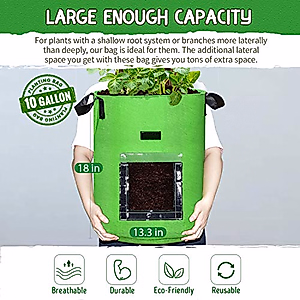 10 Gallon Potato Grow Bags, 6 Pack, Two-Sides Window Garden Planting Bag with Durable Handle, Thickened Nonwoven Fabric Pots Vegetable Grow Bags for Tomato, Carrot, Onion, Fruits, Flower