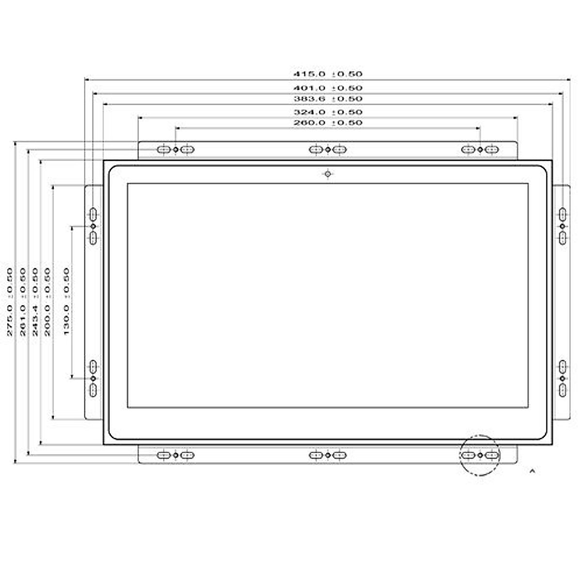 YILETEC 15.6" METAL OPEN FRAME YL-156OFCT 16:9 1080P CAPACITIVE MULTI-TOUCH SCREEN WITH HDMI,VGA AND COMPOSITE INPUT