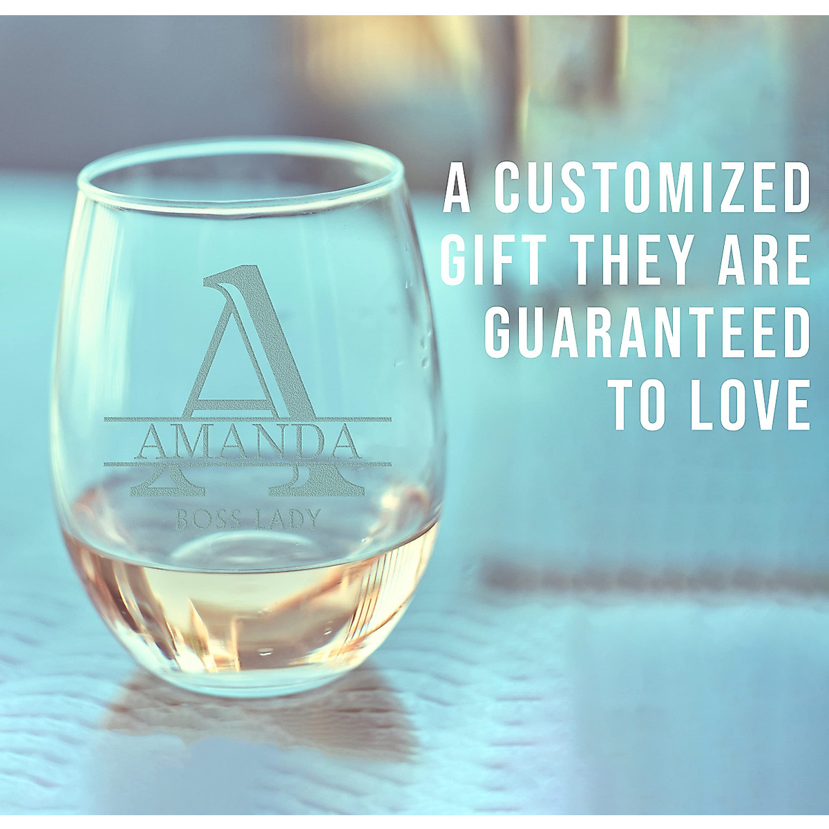 Personalized Etched 17oz Stemless Wine Glass Tumbler, Halpert Monogram – Unique Customized Gifts for Women – Custom Gifts for Grandma – Wine Lover Gifts - Bridesmaid Gifts for Her, glasses