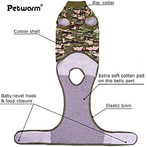PetWarm Dog Surgical Recovery Suit,Anti-Licking Pet Surgical Recovery Snugly Suit Bodysuit for Abdominal Wounds Skin Disease Substitute E-Collar & Cone,Dog Onesie,Camouflage Pattern,Green,S