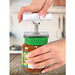 HOME-X Twist-Top Jar Opener, Easy Grip Opener, Great for Weak or Arthritic Hands, Strong Gripping Jar Opener, 3 ½” L x 1 ½” W x 2 ¾” H, White