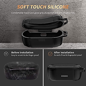 WQNIDE Case for Bose QuietComfort Earbuds, Soft and Flexible Silicone Scratch/Shock Resistant Cover for True Wireless Bluetooth Earphones with Carabiner (Black)