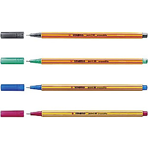 STABILO Fineliner point 88 - Wallet 4 x Erasables + 2 x ink Erasers + 4 Overwriters
