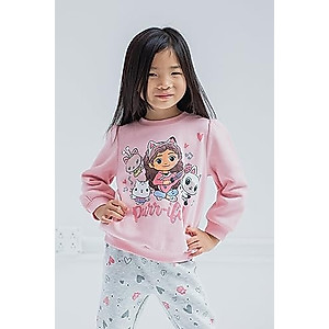 DREAMWORKS GABBY'S DOLLHOUSE Pandy Paws Cakey Cat Kitty Fairy Toddler Girls Fleece Sweatshirt and Pant Set Pink/Gray 5T