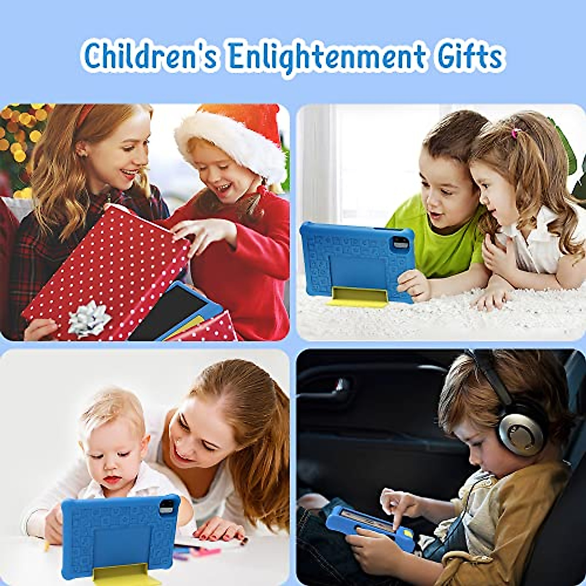 ApoloSign Kids Tablet, 7-inch Android 13 Tablet for Kids, 2GB RAM+32GB ROM with WiFi, Bluetooth, Parental Control APP, Educational Games, Dual Cameras, Shockproof Case(Blue)