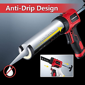 MARSOSAUR Caulk Gun, Electric Dripless Caulking Gun with 300KG Thrust, Cordless Silicone Tool Gun with Constant Flow Tech, Lightweight 10oz Caulk Guns with LED Light