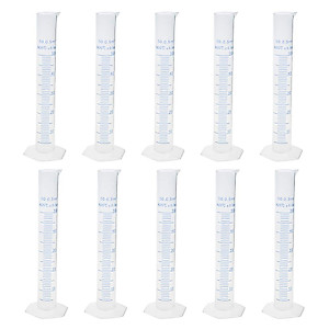 Geesatis 10 Pcs Plastic Measuring Cylinders 50 ml Lab Test Graduated Measuring Cylinder