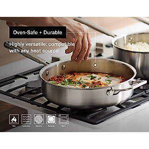 Misen 5-Ply Stainless Steel Cookware Set: 3 QT Stainless Steel Saucier with Lid, 3 QT Saute Pan with Lid & 10" Frying Pan - Excellent Searing, Sauteing & Everyday Cooking 9-Piece Set