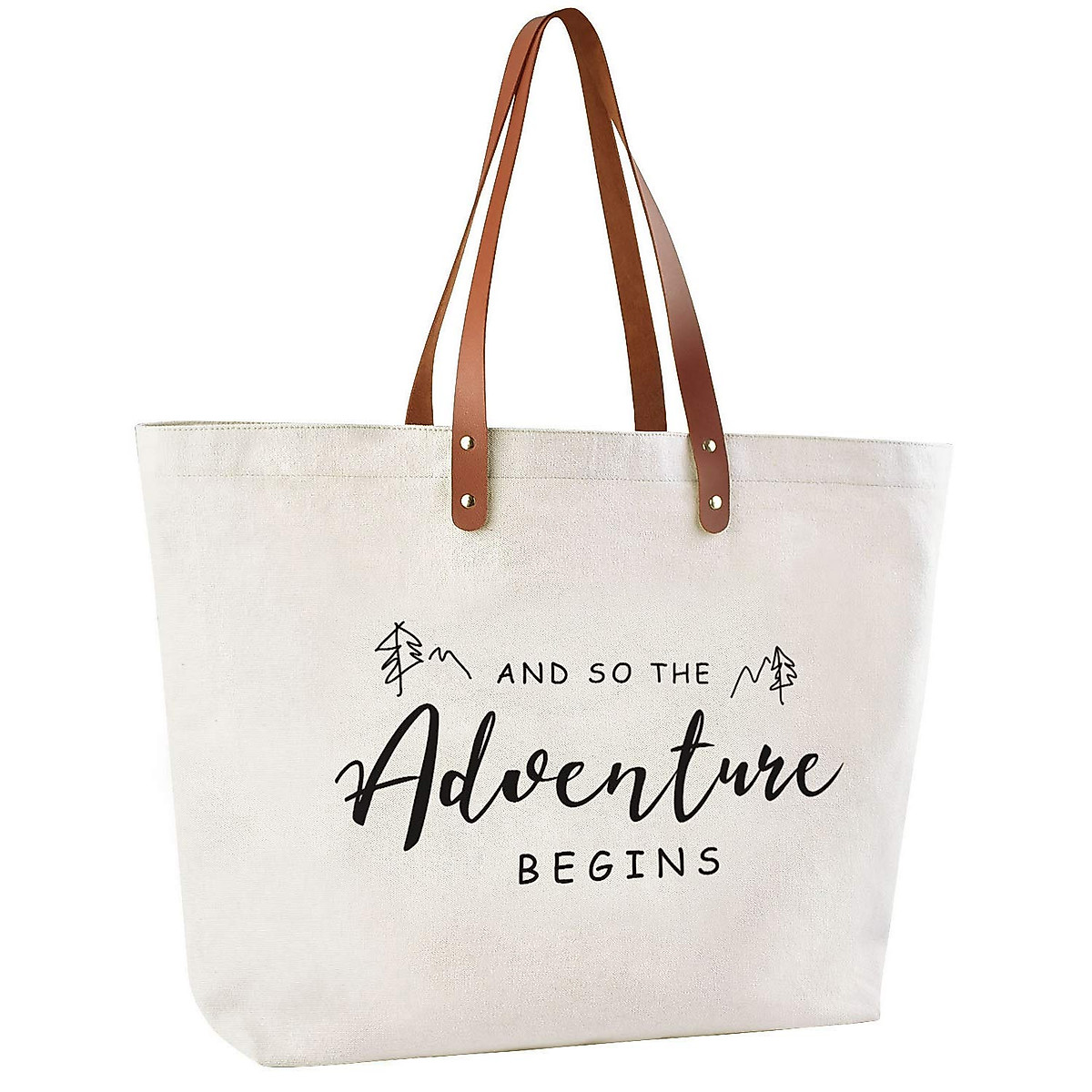 CARAKNOTS Bridal Shower Gifts for Bride Bag Bride Gifts And so the Adventure Begins Wedding Bachelorette Engagement Graduation Gifts Wedding Gifts for Bride Tote with Zipper Pocket Canvas