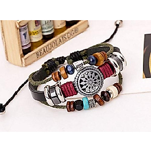 Harlorki Women Lady Men's Bohemia Style Beaded Multilayer Hand Woven Bracelet Pendent Charm Wrist Bangle Wristband Fashion Jewelry