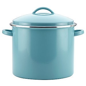 Farberware Enamel on Steel Stock Pot/Stockpot with Lid - 16 Quart, Aqua Blue