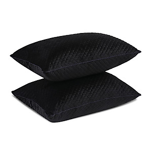 GOHOME Soft Pillows for Sleeping - Hotel Collection King Size Pillows 2 Pack for Side, Back and Stomach Sleepers, Velvet Bed Pillows with Adjustable Filling, Black 20"x36"