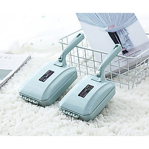 QDAOYU 2Pcs Carpet Brush Handheld Carpet Table Sweeper Triple Brush Head Carpet Table Brush Pet Hair Cleaning Brush Collector Brush (Blue+Pink)