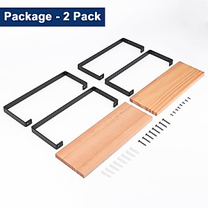 NearMoon Towel Rack with Wooden Shelf, All Metal Bath Towel Holder Rustproof Towel Storage, Bathroom Organizer for Hand Towels, Washcloths, Large Towels, Wall Mounted (2 Pack, Matte Black)