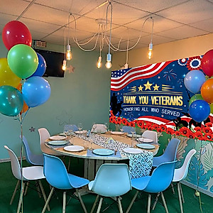 Veterans Day Backdrop, Veterans Day Decorations 72 x 44'' Thank You Veterans Banner Honoring All Who Served Patriotic Decororations for Veterans Day Home Party Supplies