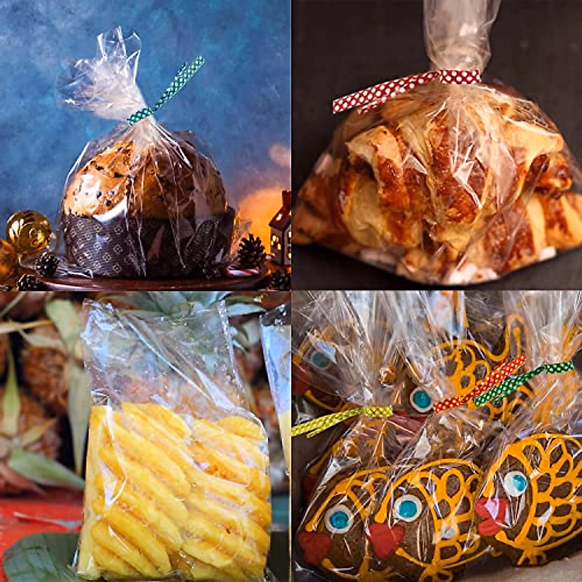 Newkita 4x6 Small Cellophane Bags, Clear Gift Treat Bags for Candy Cake Pop Goodie Party Favor Bags with 4’’ Ties, 100PCS (4'' x 6'')