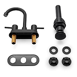 BONADE Black Bathroom Faucets, 2 Handle Bathroom Sink Faucet, 4 Inch Bathroom Sink Faucet 2 or 3 Hole, with Valve and Pop-Up Drain Assembly, Matte Black
