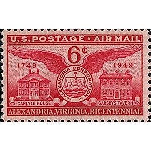 US postage stamps- MNH plate block of 4 x 6 cents- 1949 6c Airmail Alexandria, VA - Catalog # C40