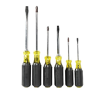 Klein Tools 85074 Screwdriver Set 6-Piece Includes 3 All-Purpose Flathead, 3 Phillips, Made in USA, Cushion Grip Comfort, Precision Machined Screwdrivers