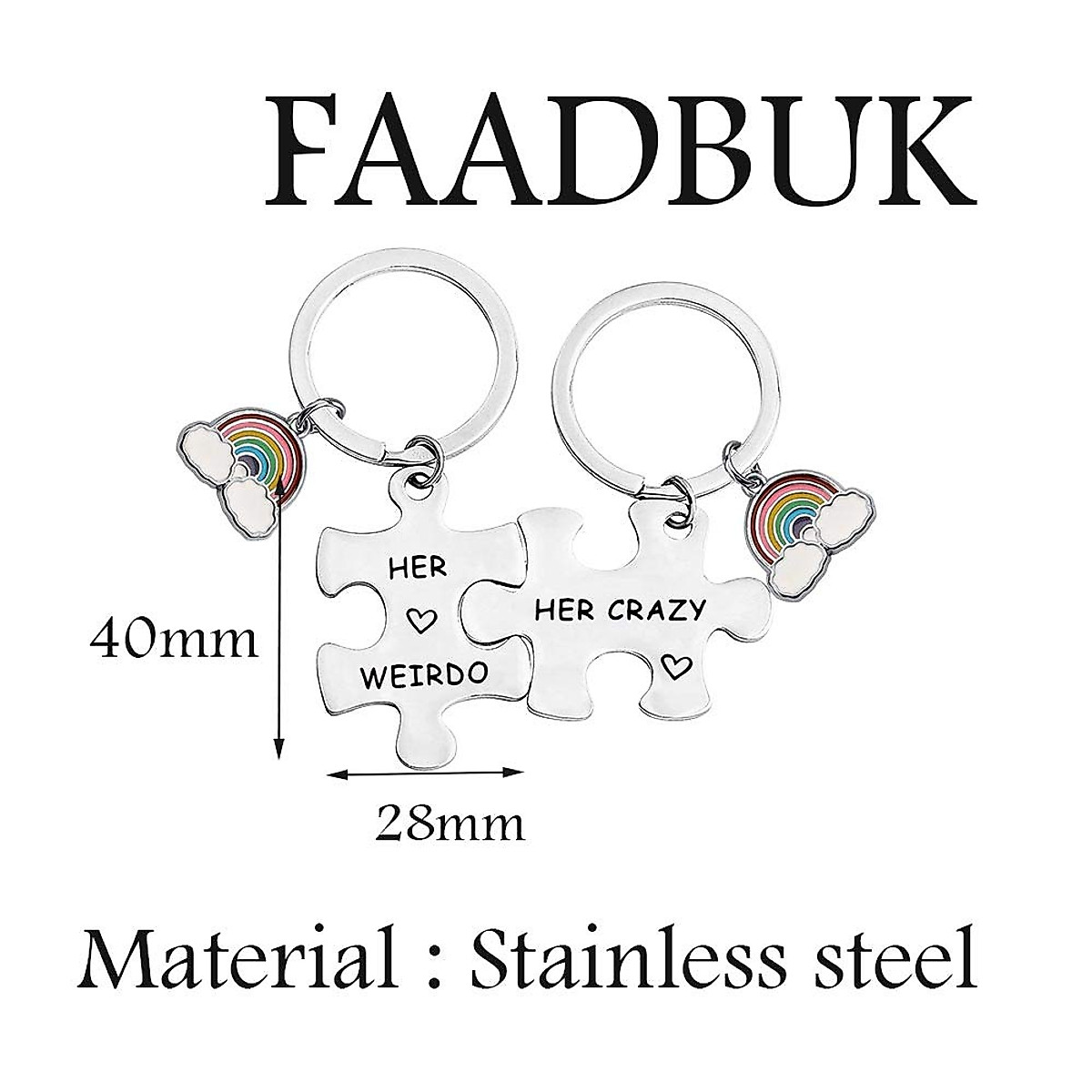 FAADBUK Her Crazy Her Weirdo (Lesbian Couple Keychain)