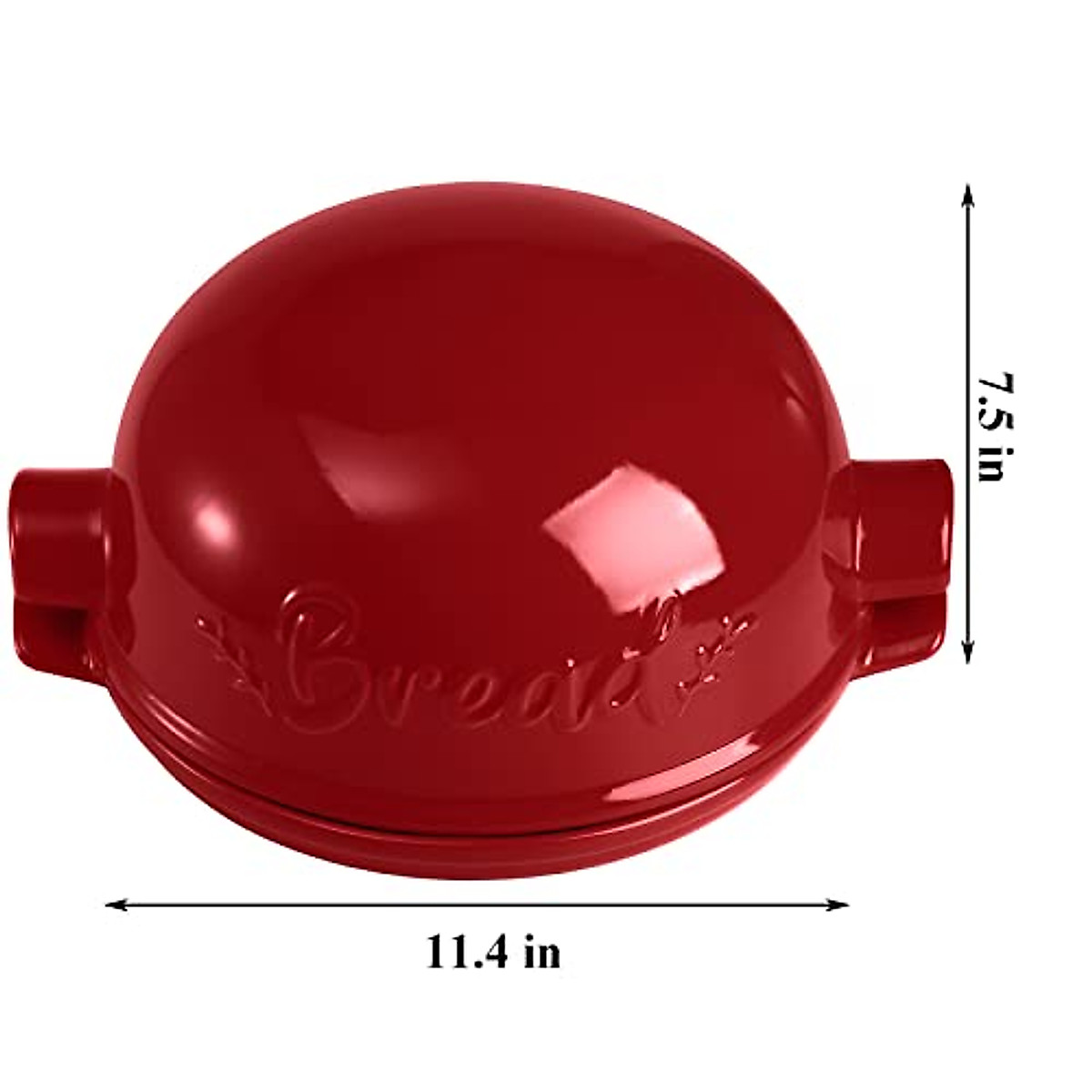 Okllen Bread Baker with Lid, Ceramic Large Bread Pot Cheese Potato Cooker, Oven Safe Bread Baking Pot Pan Multi Cooker for Home Bread Making, Red, 11.4" x7.5"
