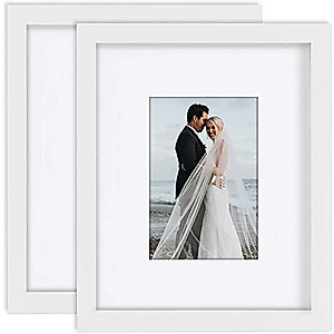 Picture Frames 8x10 White 2 Pack Nature Solid Wood for Wall Mounting and Tabletop Display