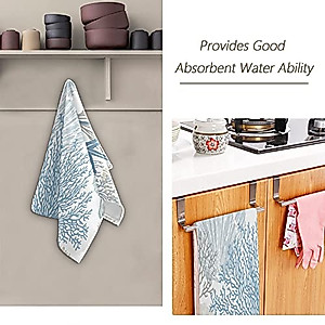 SHUSTARY 2 Pack Beach Theme Hand Towels for Bathroom,Coastal Blue Grey Starfish Seashell Coral Ocean Marine Soft Absorbent Kitchen Towels Decorative Hand Bath Towels for Shower,Face,Gym,Spa 14"x28"