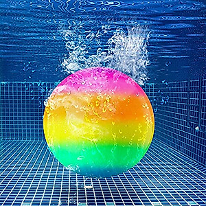 Hiboom Swimming Pool Balls Underwater | Pool Diving Toys Ball with Water Filling Adapter | Cool Exercise Toys That Can Bounce Under Water, Swimming Gifts for Kids, Adults, Family (Rainbow Style)