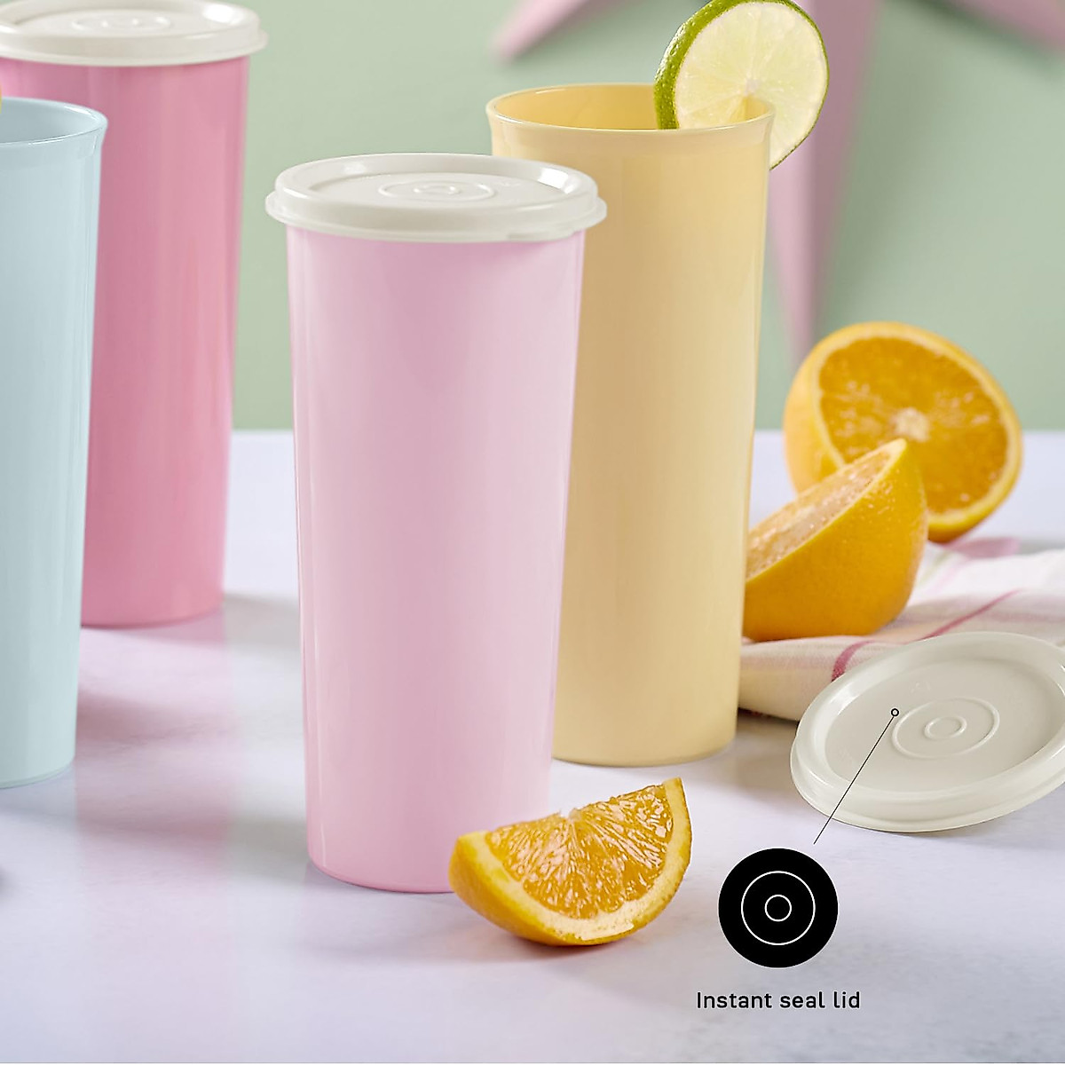 Tupperware Tumbler Set - 24 Count - Dishwasher Safe & BPA Free (12 Tumblers + 12 Lids, 16 fl oz each)