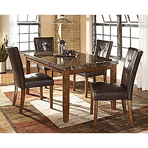 Signature Design by Ashley Lacey Traditional Faux Marble Dining Table, Medium Brown