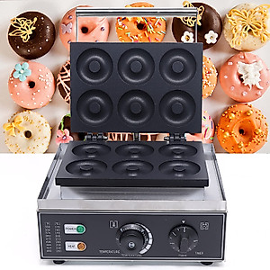 Donut Maker Machine Electric Doughnut Baker Maker Machine 110V Commercial Use Nonstick, Temperature 122-572℉,Commercial Waffle for Restaurant and Home Use (6 Holes Donut Maker)