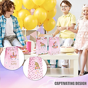 JOHOUSE 36PCS Party Favor Bags, Cute Princess Treat Bags Pink Goodie Bags Paper Gift Bags for Kids Girls Princess Theme Party Birthday Baby Shower