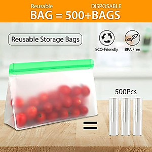 12 Pack Reusable Food Storage Bags, FDA Food Grade Ziplock Leak proof 4 Reusable Sandwich Bags 3 Gallon Bags 5 Snack Bags Easy Wash Eco-Friendly Freezer Safe Bags For Meat Fruit Vegetable