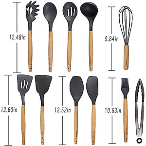 Silicone Kitchenware Cooking Utensils Set Non-Stick Cookware Whisk Beaters Kitchen Cooking Tool Set (Black-Soul Eater1)