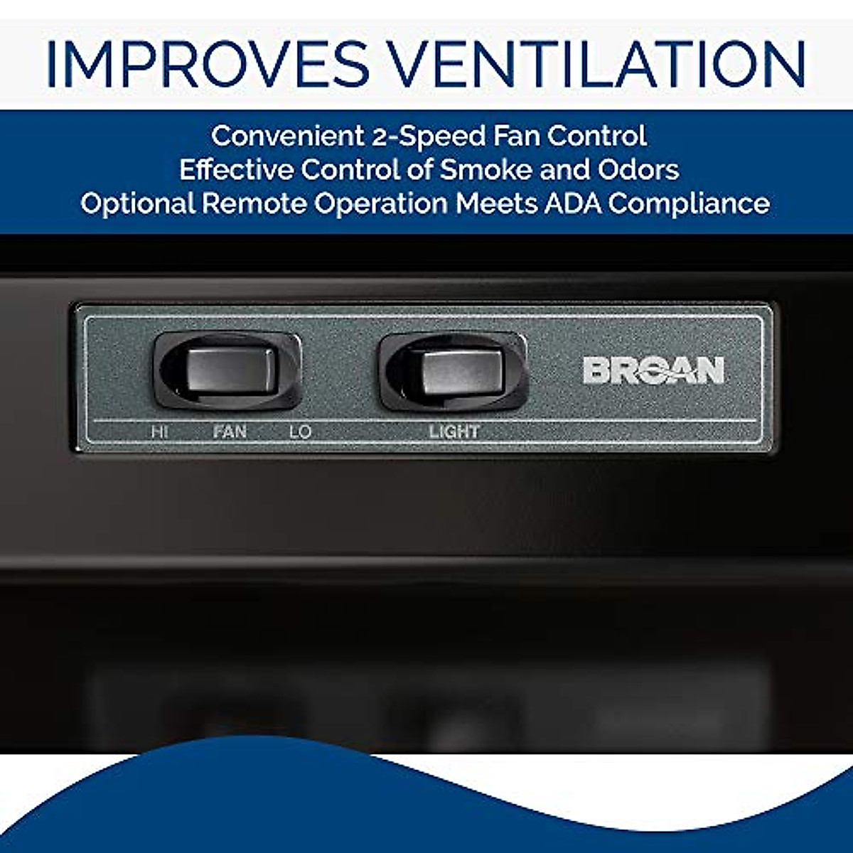 Broan-NuTone Economy 30-inch Under-Cabinet Easy Install Range Hood with 2-Speed Exhaust Fan and Light, 230 Max Blower CFM, Black