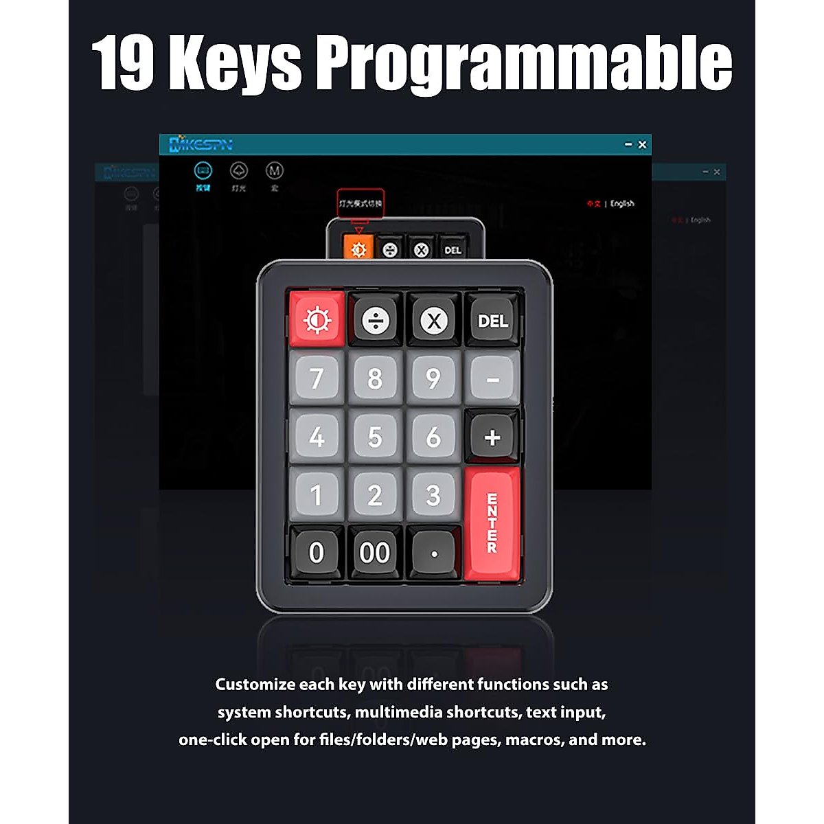 TISHLED Aluminum Mechanical Numpad Programmable Macro Keypad RGB LED Backlit Hot Swappable Number Pad 19-Key NKRO Linear Red Switches Numeric Keyboard Wired USB-C for PC/Laptop/Win/Mac, Black