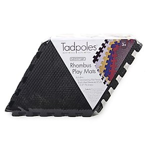 Tadpoles 12-Piece Rhombus Shaped Playmat | Interlocking Foam Mats | Soft and Durable | Total Floor Coverage of 54” x 40” | Ideal for the Playroom, Den, Bedroom, and More | For Kids and Adults | Black