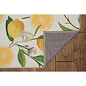 Linon The Anywhere Washable Rug Wesley Ivory/Yellow 3' X 5' Accent Rug