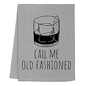Funny Dish Towel, Call Me Old Fashioned, Flour Sack Kitchen Towel, Sweet Housewarming Gift, Farmhouse Kitchen Decor, White or Gray (Gray)