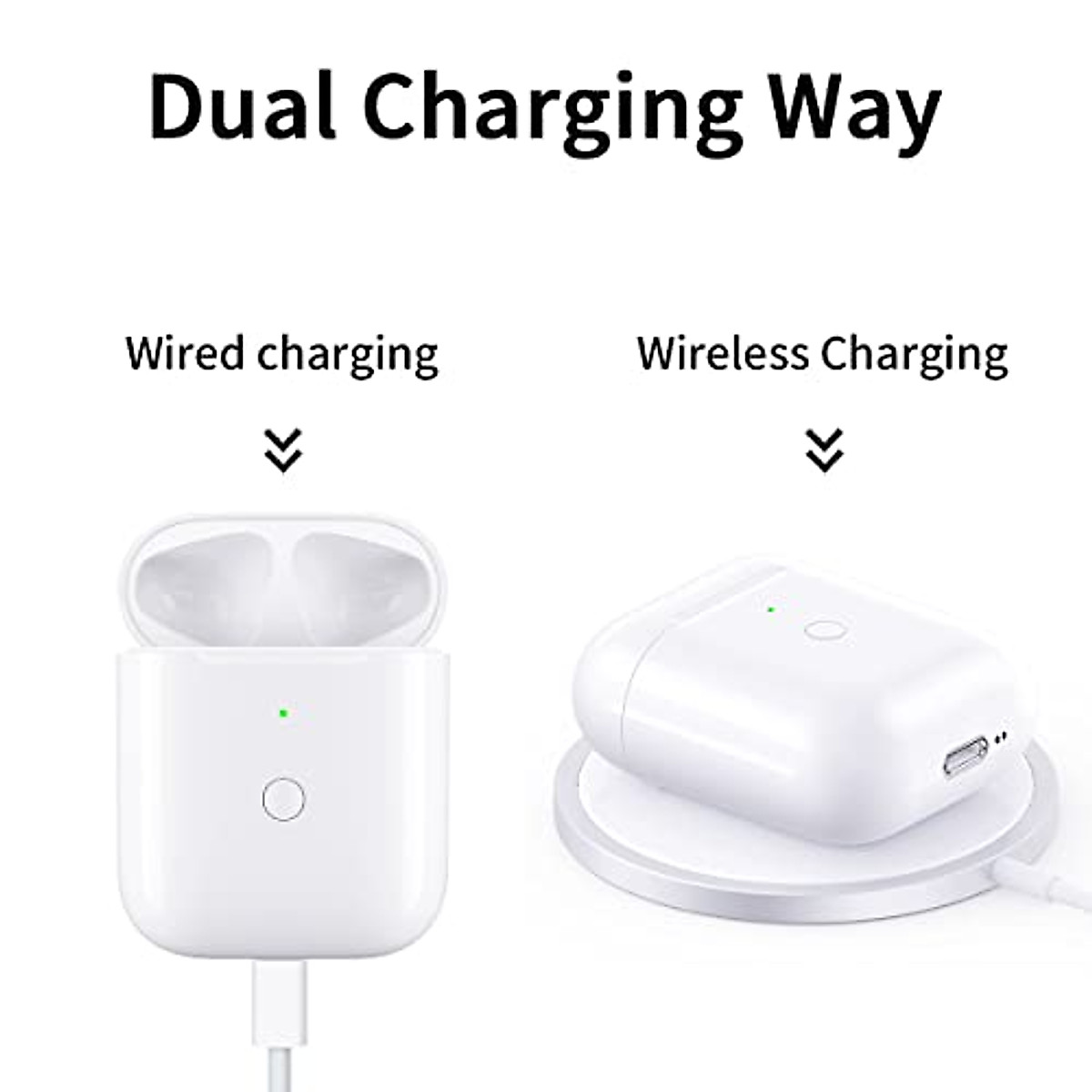 Wireless Charging Case Compatible with AirPods 1 2，Air pods Charger Case Replacement with Bluetooth Pairing Sync Button，no Aipods