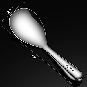 8 Inch Good Stainless Steel Rice Spoon,Home Kitchen Thickened Rice Spoon-Mirror Polished,Easy to Clean (1 pack)