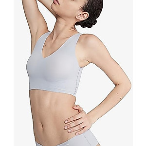 Calvin Klein Women's Invisibles Comfort Seamless Lightly Lined V Neck Bralette Bra, Dapple Gray