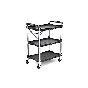 Olympia Tools 85-188 Pack-N-Roll Folding Collapsible Service Cart, Black, 50 Lb. Load Capacity per Shelf